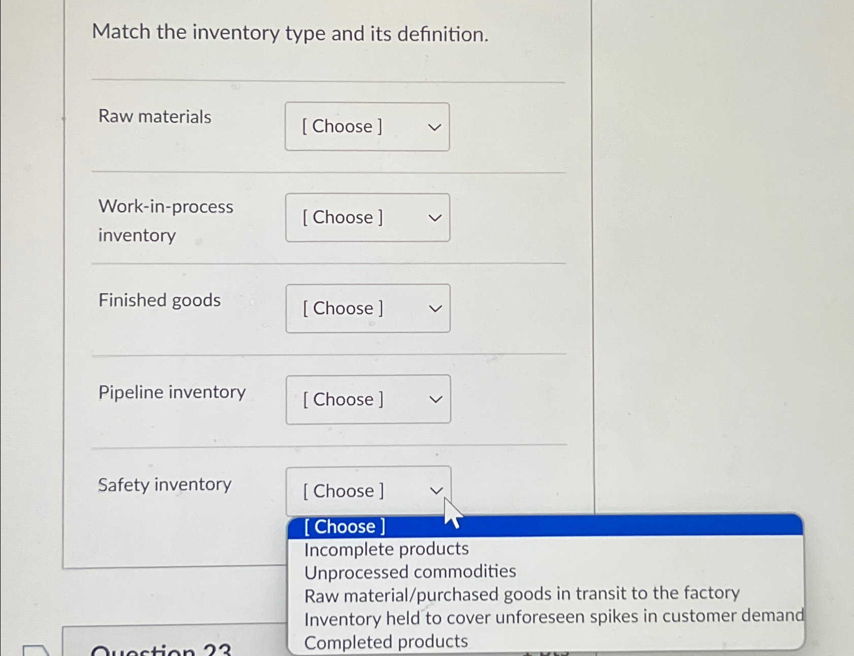 Solved Match the inventory type and its definition.Raw | Chegg.com