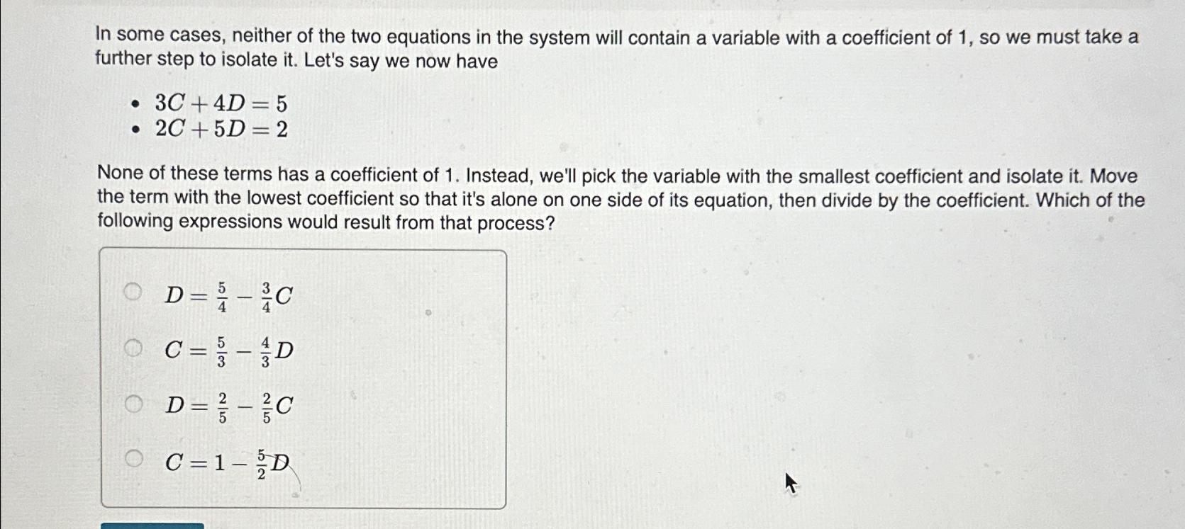 Solved In some cases, neither of the two equations in the | Chegg.com