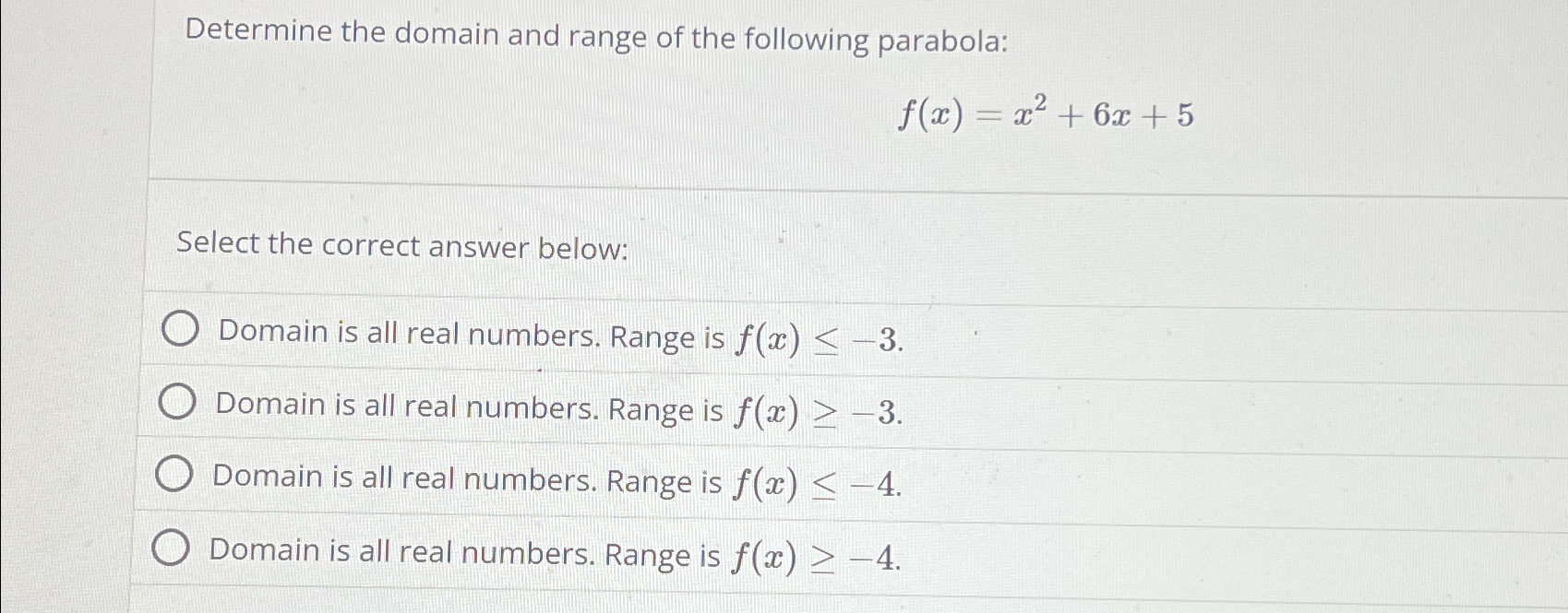 Solved Determine the domain and range of the following | Chegg.com