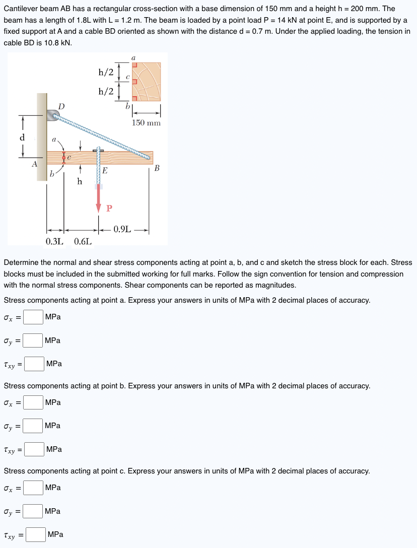 Solved Cantilever beam AB ﻿has a rectangular cross-section | Chegg.com