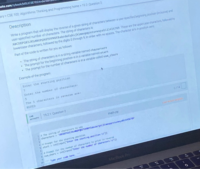 Solved olcs.com/zybook/MSUCSE102And ary> CSE 102. | Chegg.com