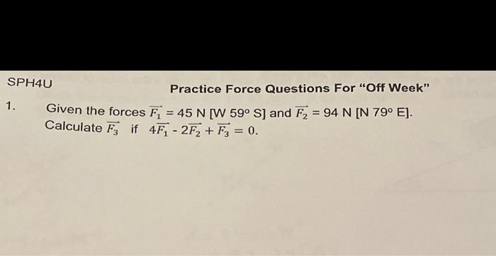 Solved SPH4U Practice Force Questions For "Off Week" Given | Chegg.com