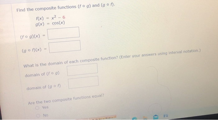 Solved Find the composite functions (fog) and (go) x² - 6 | Chegg.com