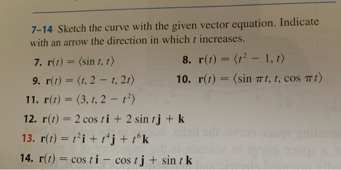 Solved 7 14 Sketch The Curve With The Given Vector Equation