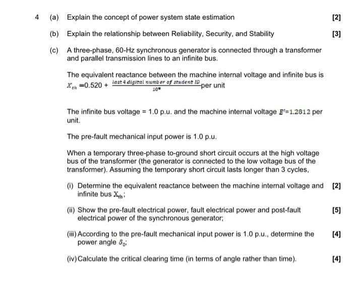 Solved Explain The Concept Of Power System State Estimation