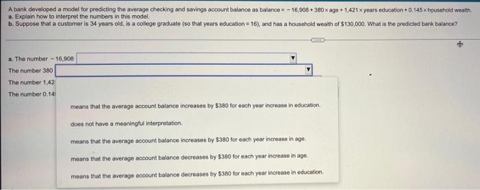 Solved A bank developed a model for predicting the average | Chegg.com