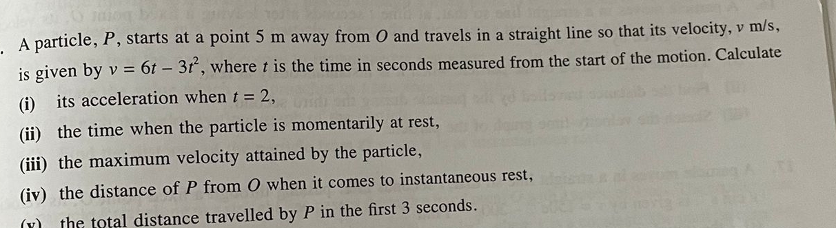 Solved A particle, P, ﻿starts at a point 5 ﻿m away from O | Chegg.com