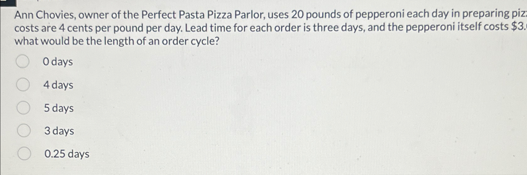Solved Ann Chovies, owner of the Perfect Pasta Pizza Parlor, | Chegg.com