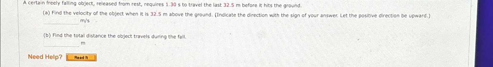 Solved A certain freely falling object, released from rest, | Chegg.com