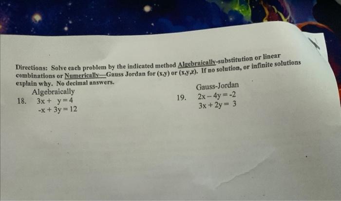 Solved Directions: Solve each problem by the indicated | Chegg.com