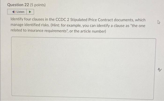 Solved Identify four clauses in the CCDC 2 Stipulated Price | Chegg.com