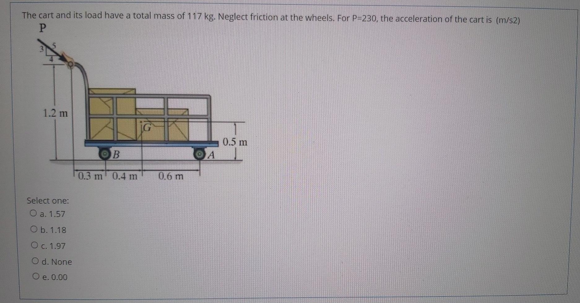 Solved The cart and its load have a total mass of 117 kg. | Chegg.com