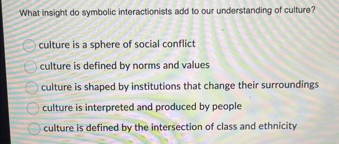 What insight do symbolic interactionists add to our | Chegg.com