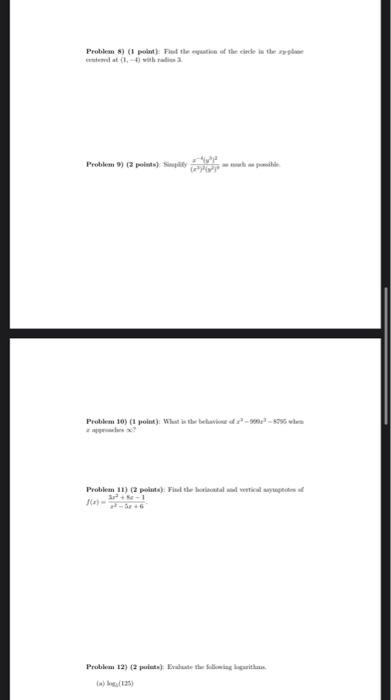 Solved Problem 1) (2 points): Find all values of x | Chegg.com