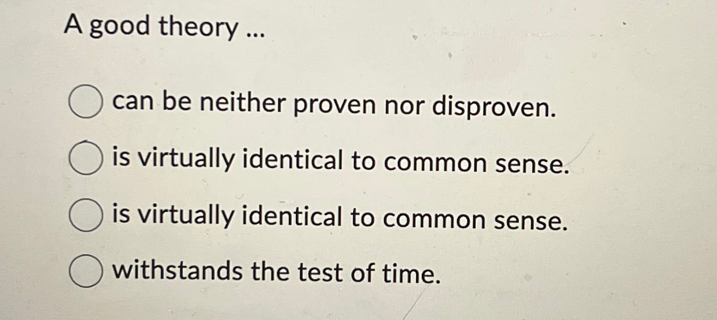 Solved A good theory ...can be neither proven nor | Chegg.com