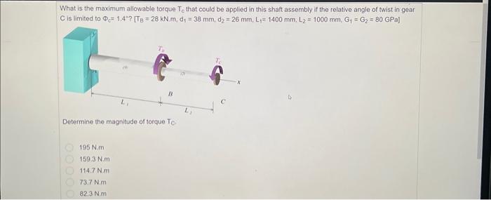 Solved What is the maximum allowable torque Tc that could be | Chegg.com