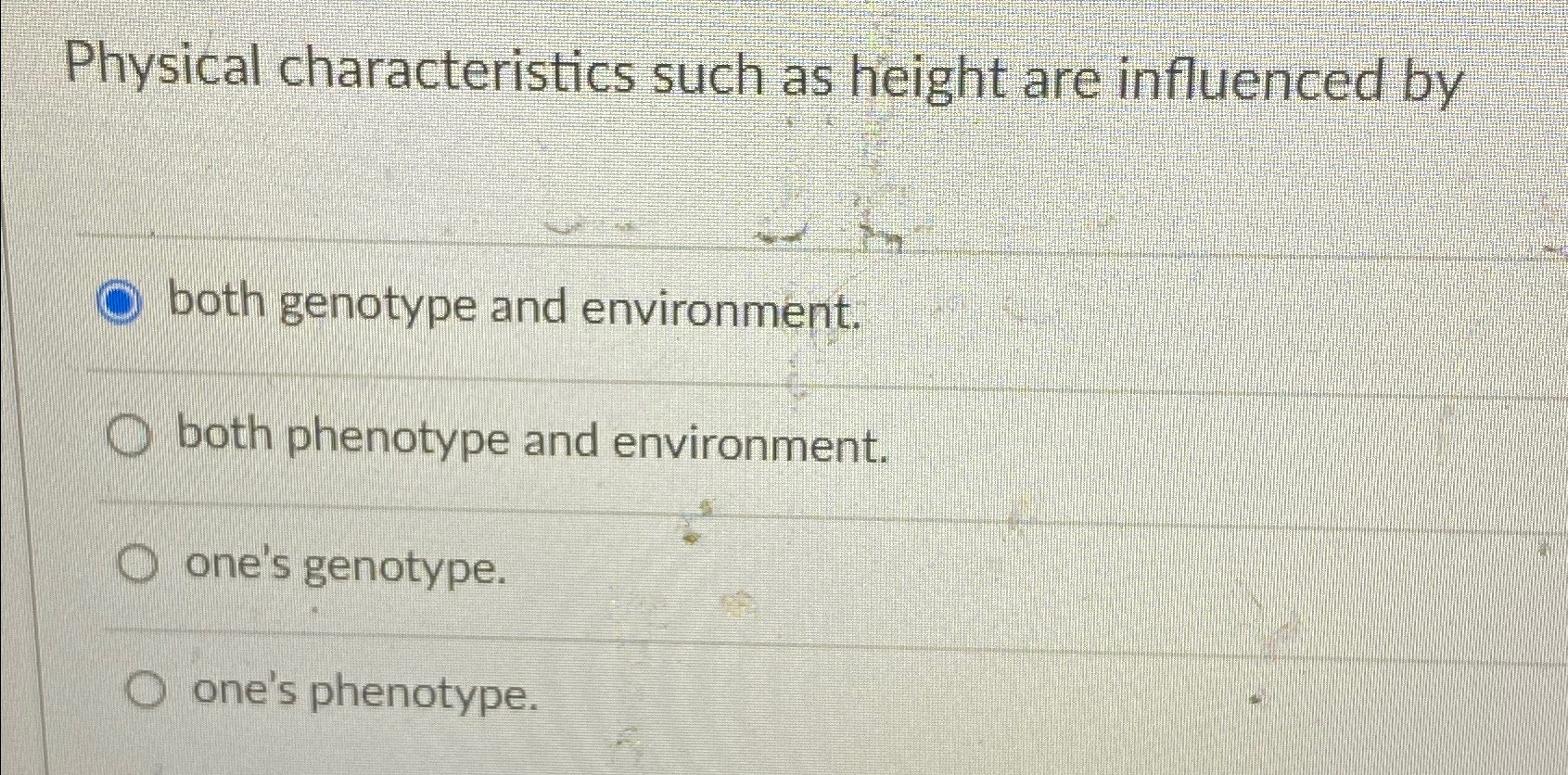 Solved Physical characteristics such as height are | Chegg.com
