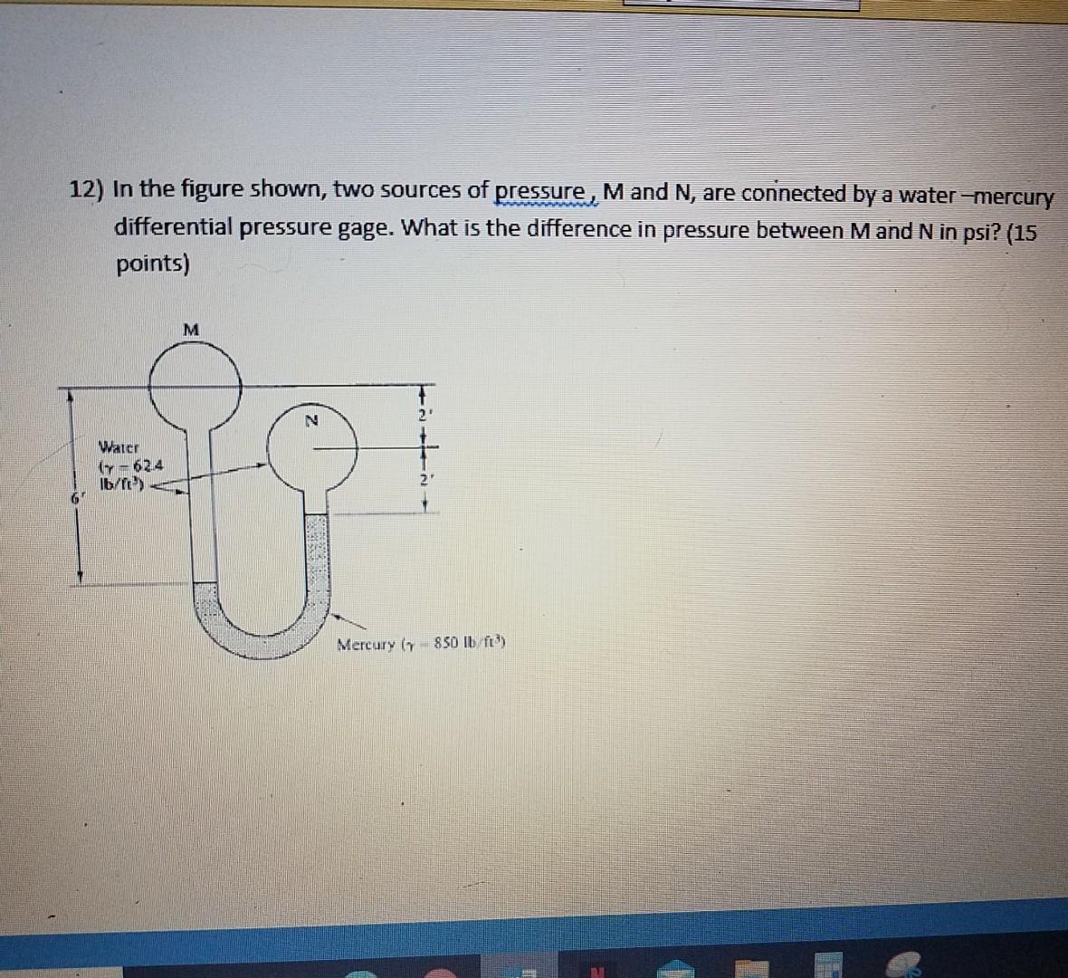 Solved 12) In the figure shown, two sources of pressure, M | Chegg.com