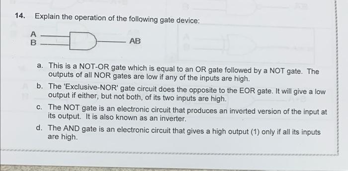 Solved 14. Explain the operation of the following gate | Chegg.com