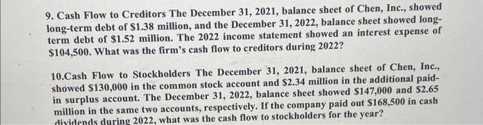 11. Calculating Cash Flows Given the information for | Chegg.com