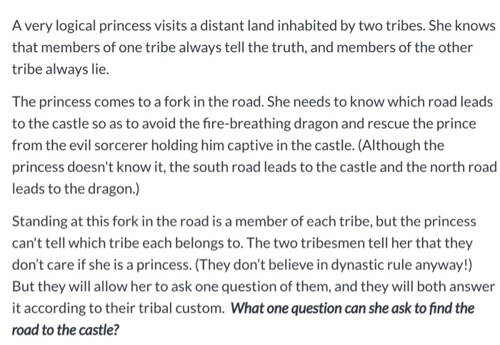 Solved A very logical princess visits a distant land | Chegg.com
