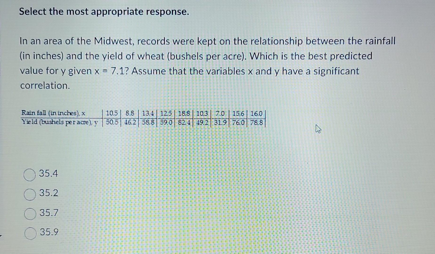 Solved Select the most appropriate response. In an area of | Chegg.com
