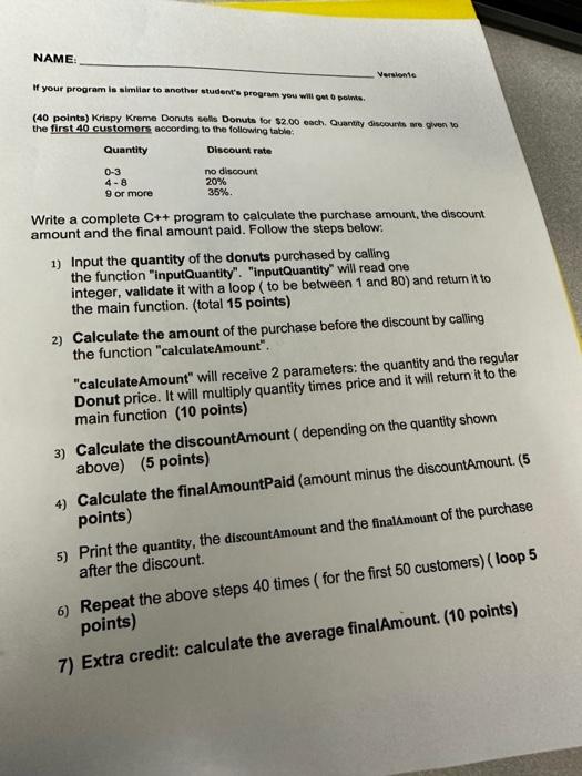 Solved If your program is simliar to another student's | Chegg.com