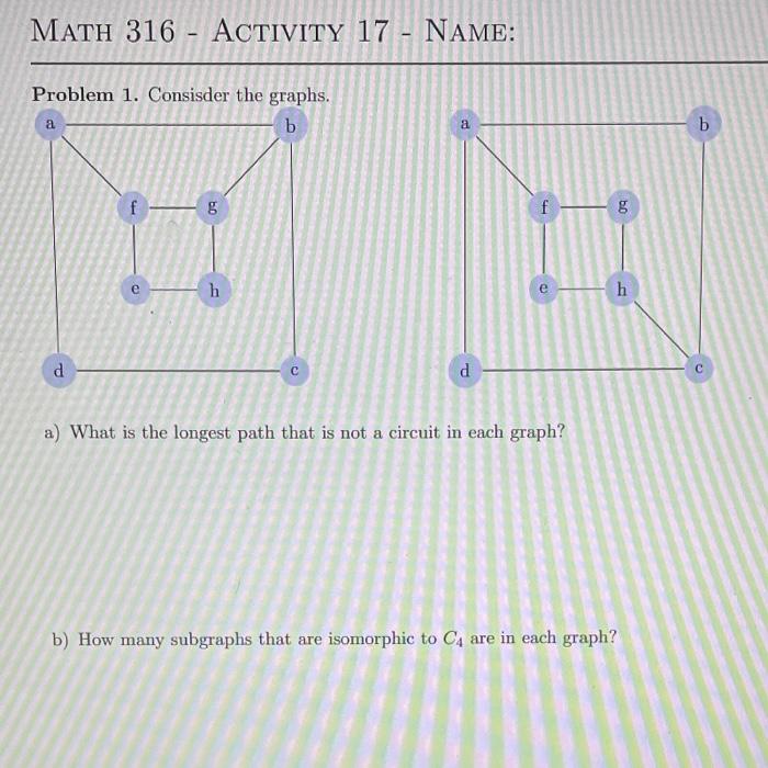 Solved MATH 316 ACTIVITY 17 - NAME: Problem 1. Consisder the | Chegg.com