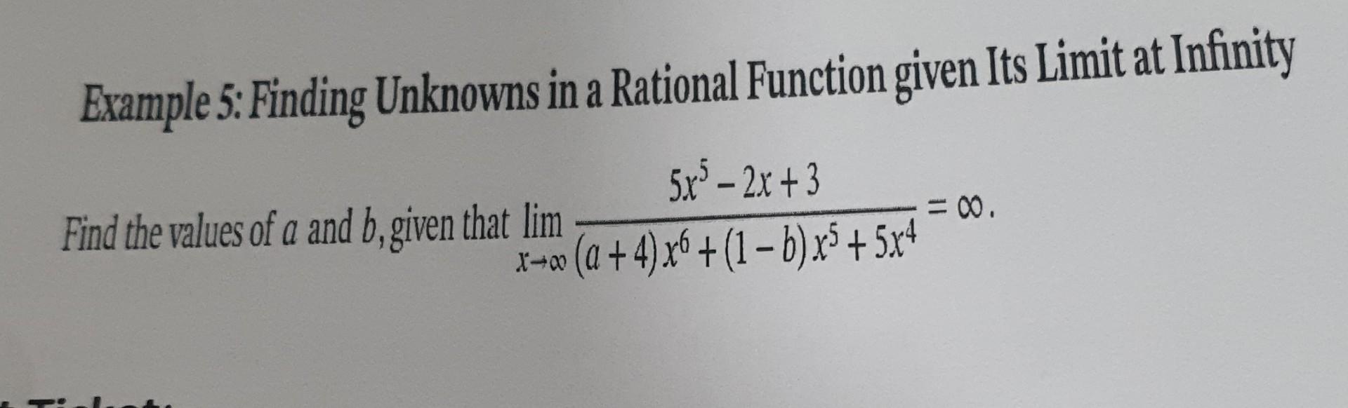 Solved Example 5: Finding Unknowns in a Rational Function | Chegg.com