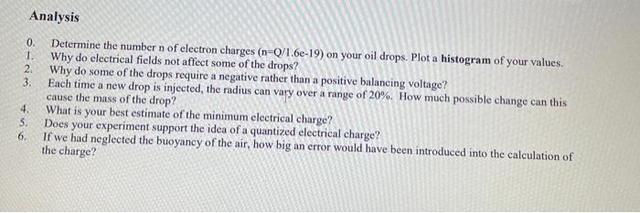 Solved Table 1: Oil Drop Data Table0. Determine the number n | Chegg.com