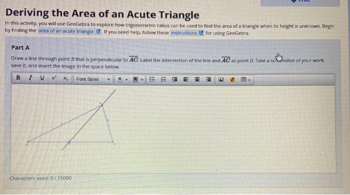 Solved Deriving the Area of an Acute Triangle In this | Chegg.com