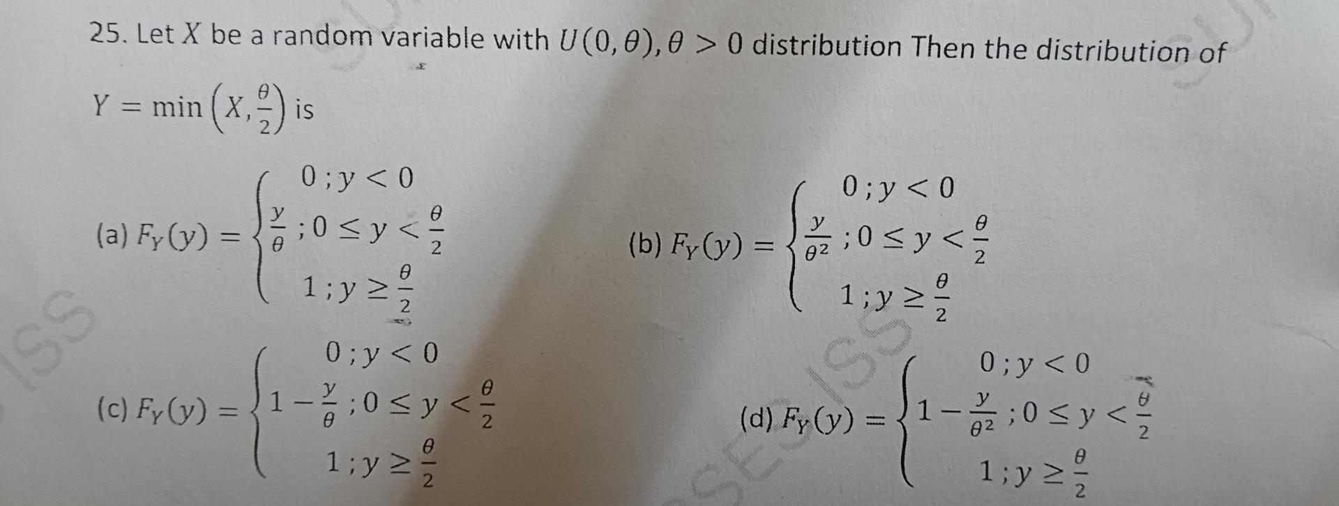 Solved Let x ﻿be a random variable with U(0,θ),θ>0 | Chegg.com