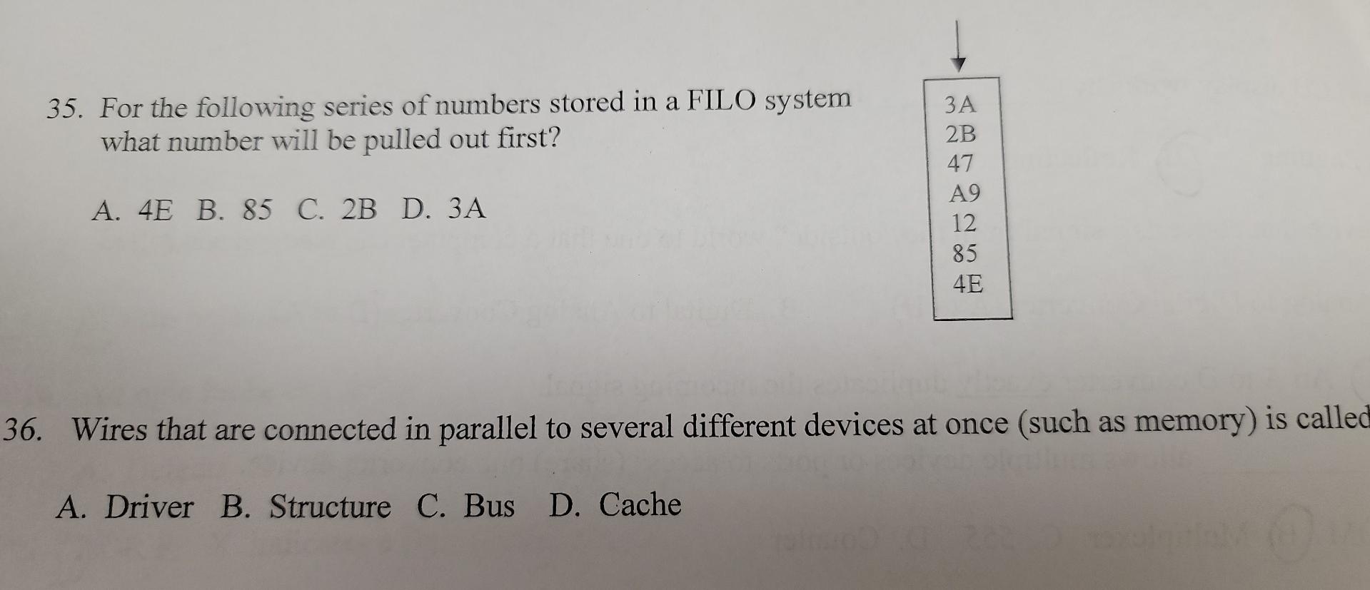 Solved 3A 35. For the following series of numbers stored in | Chegg.com