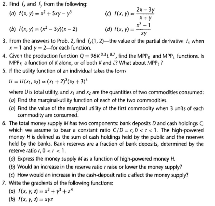 Solved 2. Find fx and fy from the following: 2x - 3y (a) | Chegg.com