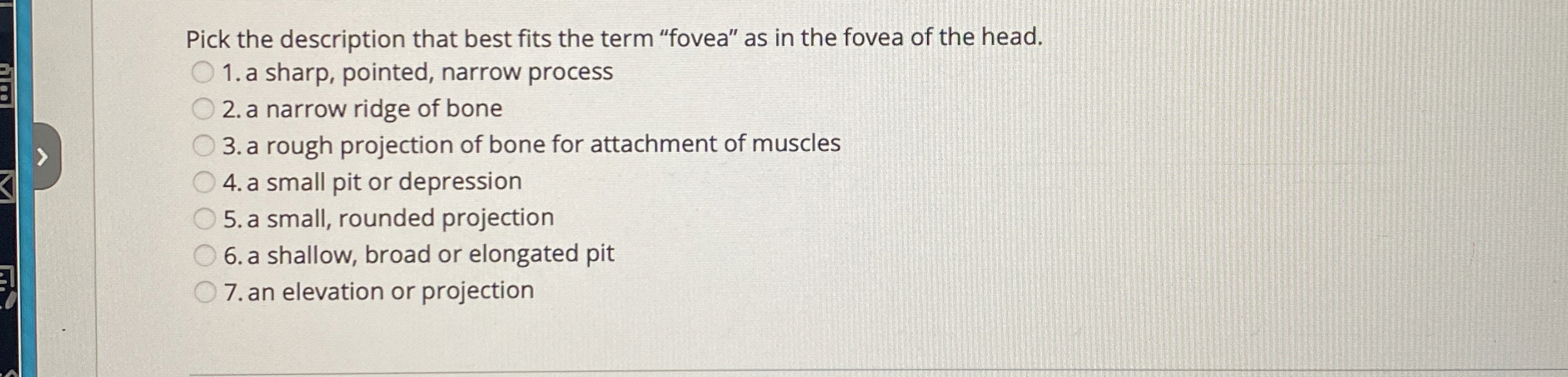 Solved Pick the description that best fits the term "fovea" | Chegg.com