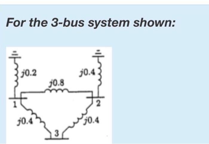 Solved For the 3-bus system shown: 30.2 30.4 30.8 10.4 30.4 | Chegg.com