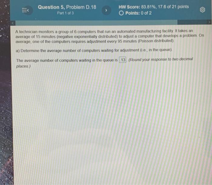 Solved a) average number of computers waiting for | Chegg.com