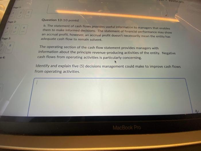 Solved Question 13 ( 10 points) b. The statement of cash | Chegg.com