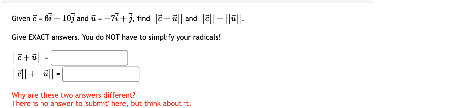 Solved Given vec(c)=6vec(i)+10vec(j) ﻿and | Chegg.com