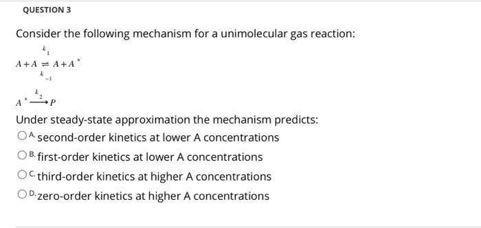 Solved Consider the following mechanism for a unimolecular | Chegg.com