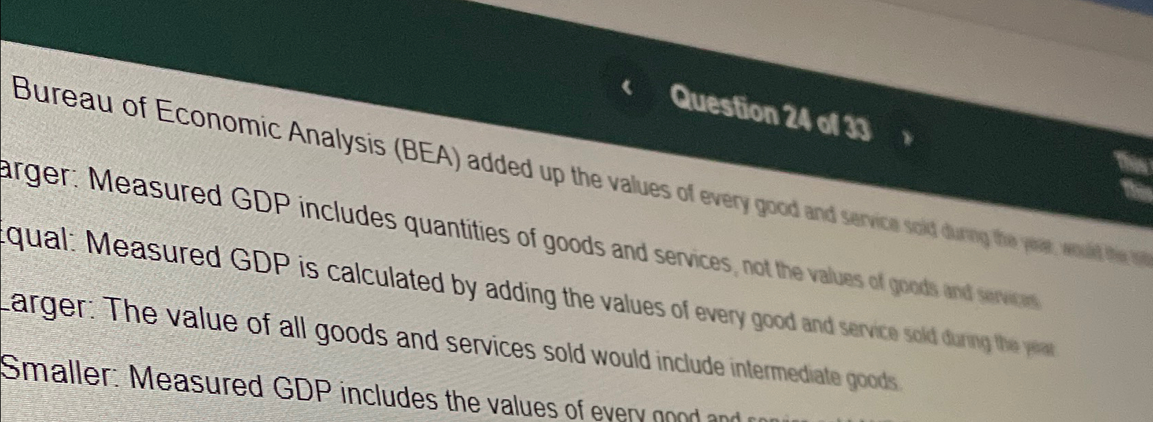 Solved qual: Measured GDP is calculated by adding the values | Chegg.com