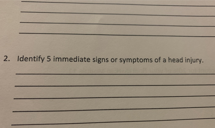 Solved 2. Identify 5 immediate signs or symptoms of a head | Chegg.com