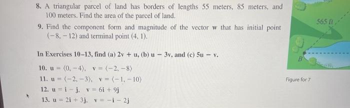 Solved 8. A triangular parcel of land has borders of lengths | Chegg.com
