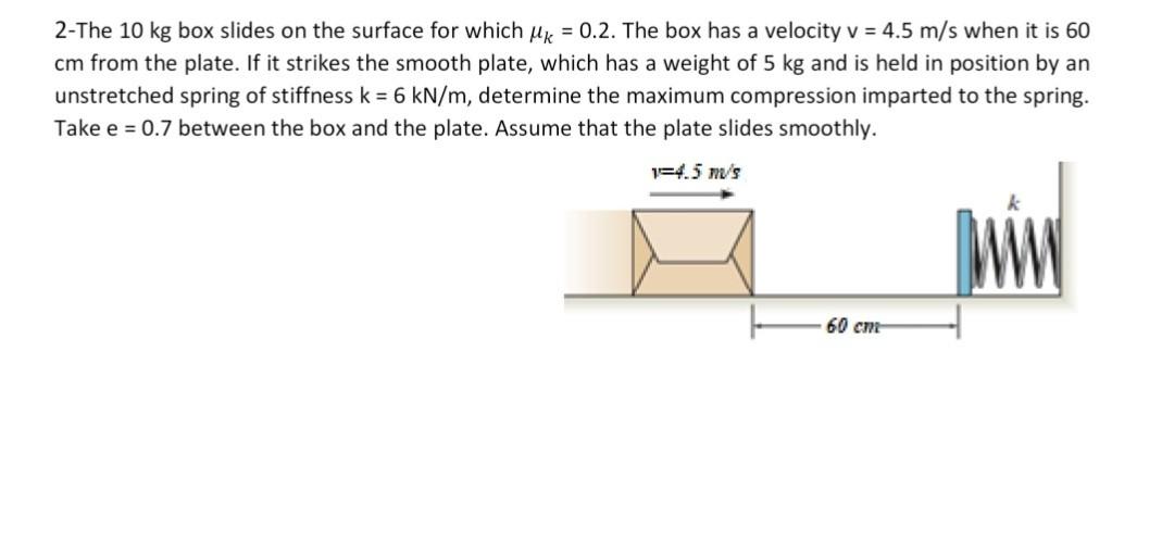 Solved 2-The 10 kg box slides on the surface for which | Chegg.com