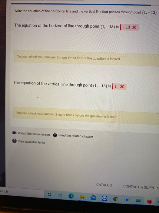 Solved Write the equation of the horizontal line and the | Chegg.com