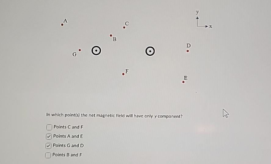 Solved in which point(s) ﻿the net magnetic field will have | Chegg.com