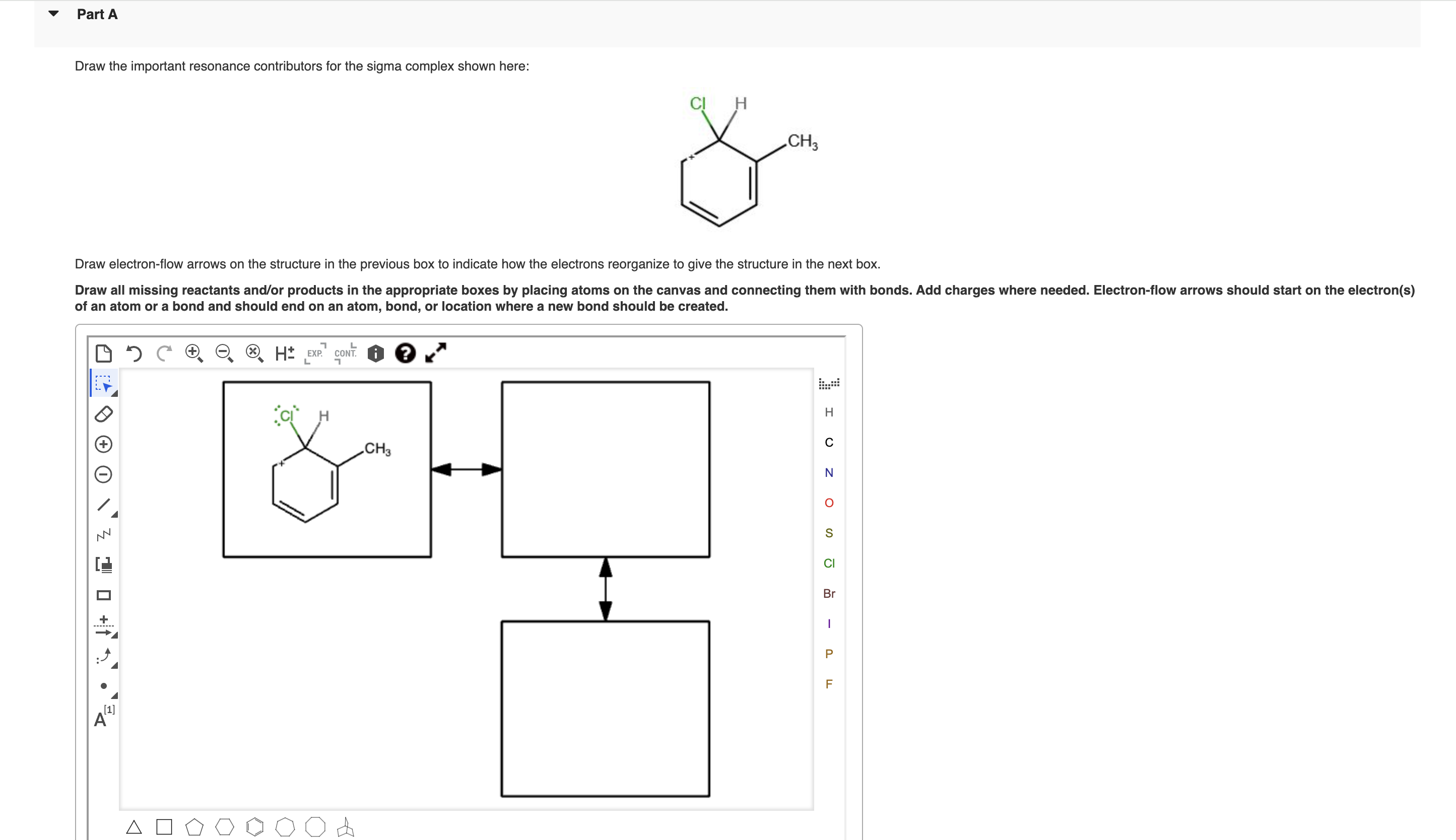 Solved Part ADraw the important resonance contributors for | Chegg.com
