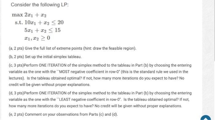 Solved Consider the following LP: max s.t. | Chegg.com