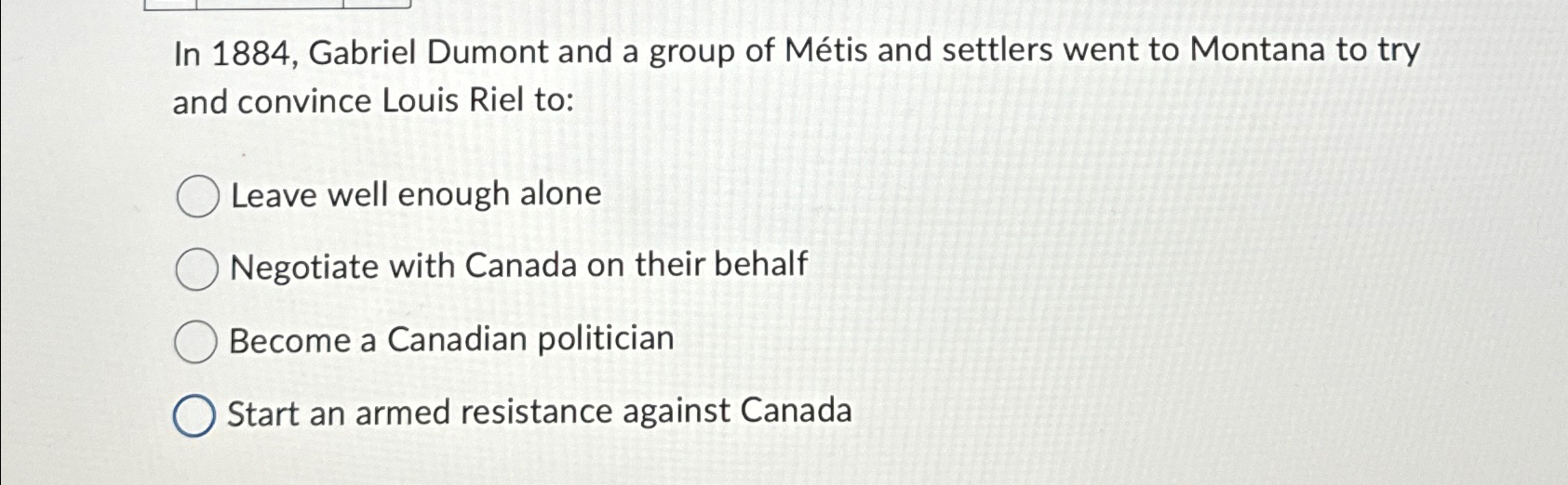 Solved In 1884, ﻿Gabriel Dumont and a group of Métis and | Chegg.com