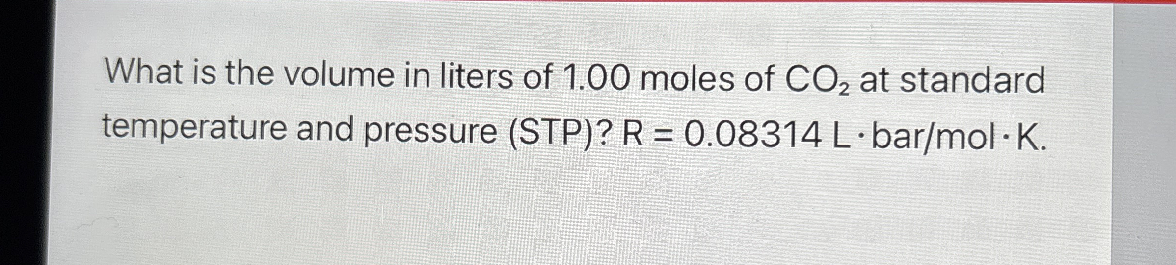 Solved What is the volume in liters of 1.00 ﻿moles of CO2 | Chegg.com